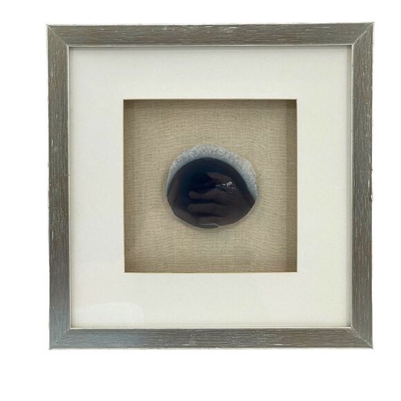 Accents | Agate Shadow Box Wall Art Silver Frame With Bluewhite Agate ...